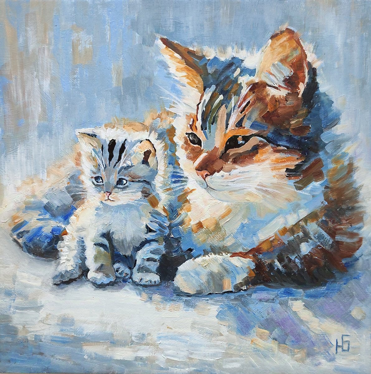 Cat and Kitten Oil painting: Yulia Berseneva | Artfinder