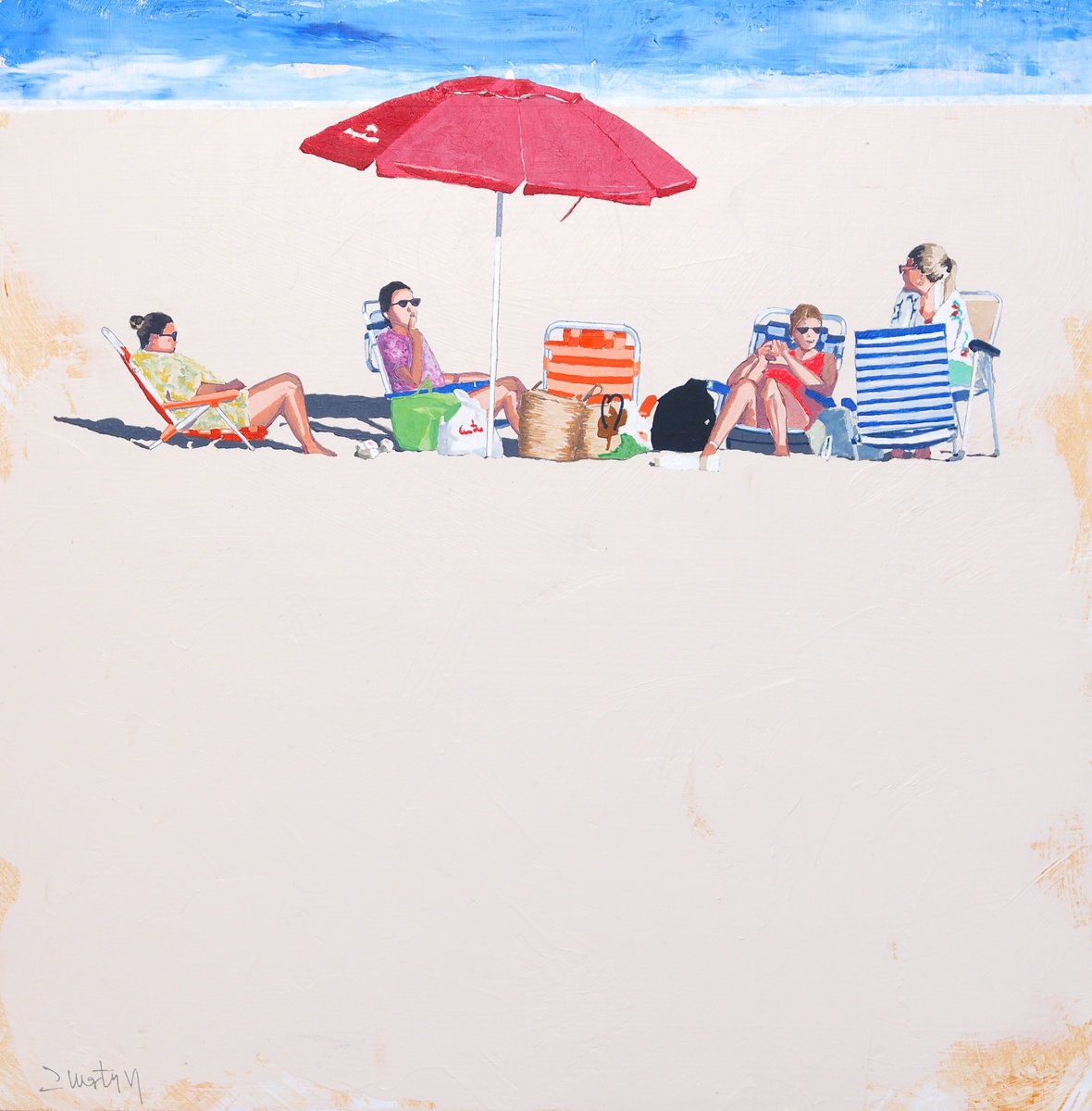 Evening chat on the beach Acrylic painting: Carlos Martín | Artfinder