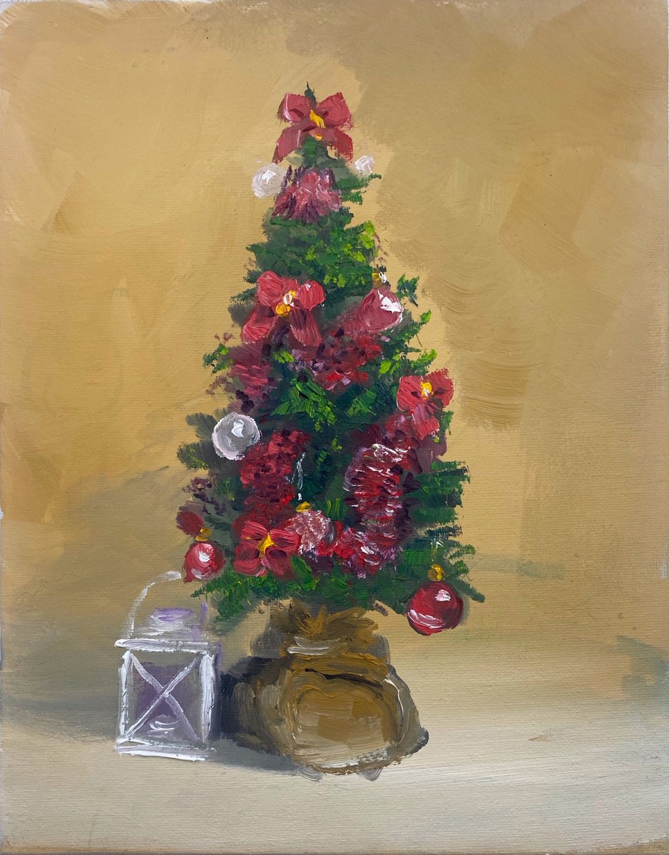 Still life with a Christmas tree Oil painting: Dmitry Fedorov | Artfinder