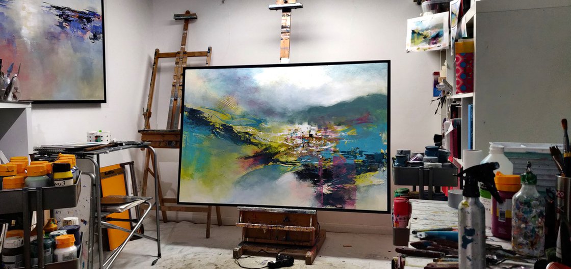 Teal Aura Acrylic painting: Paul Hillary | Artfinder