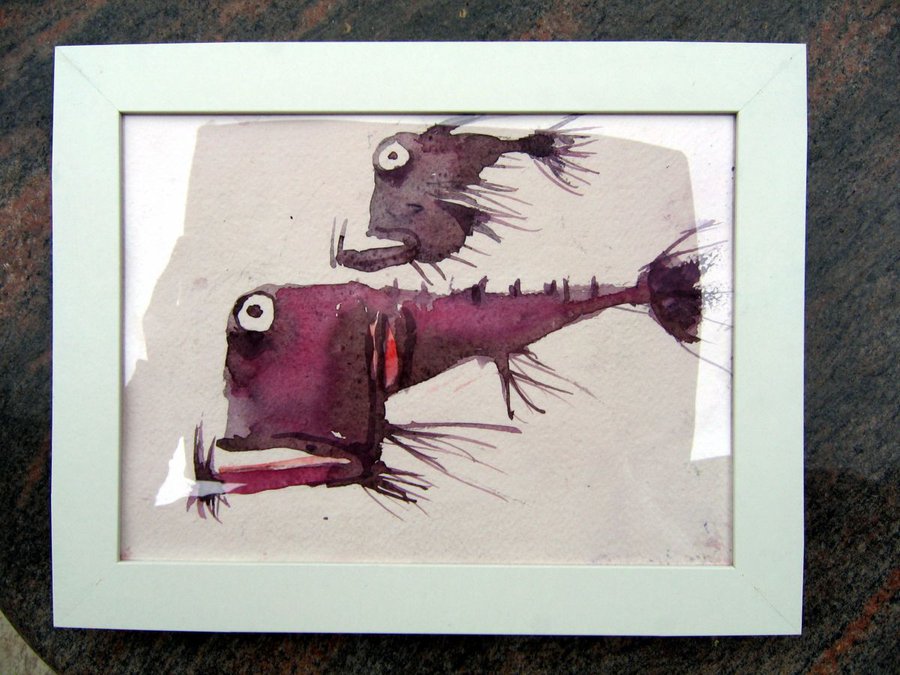 fish (ugly two) Watercolour by Goran Žigolić Watercolors | Artfinder