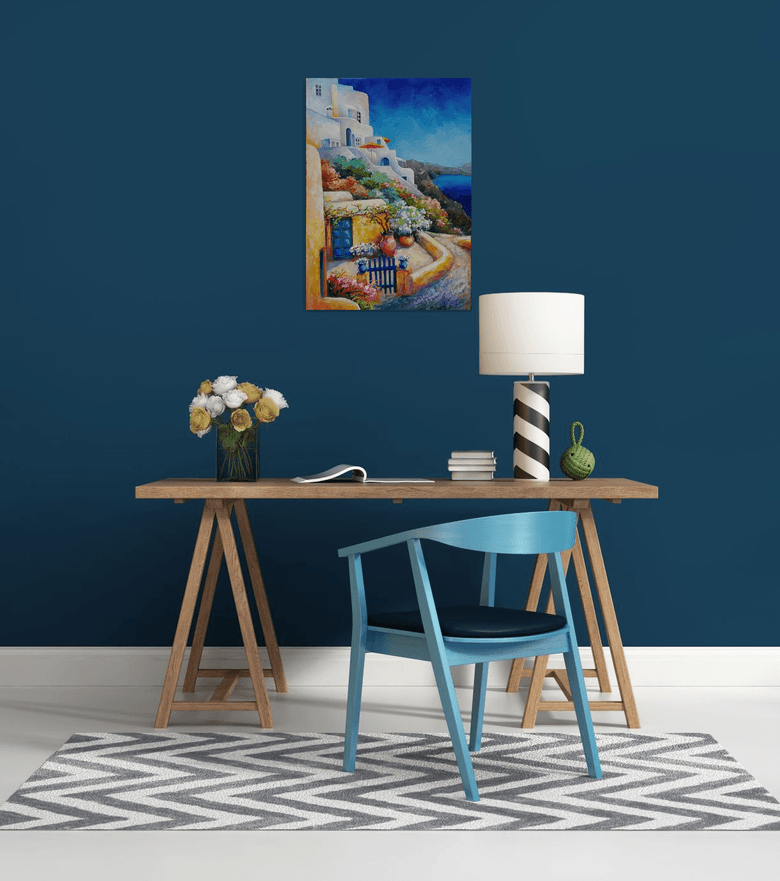 Original Oil Painting - Great Holiday in Santorini by Viktoria Lapteva