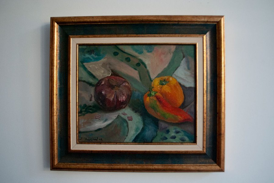 Original Oil Painting - Still Life with Onion by Nikola Ivanovic