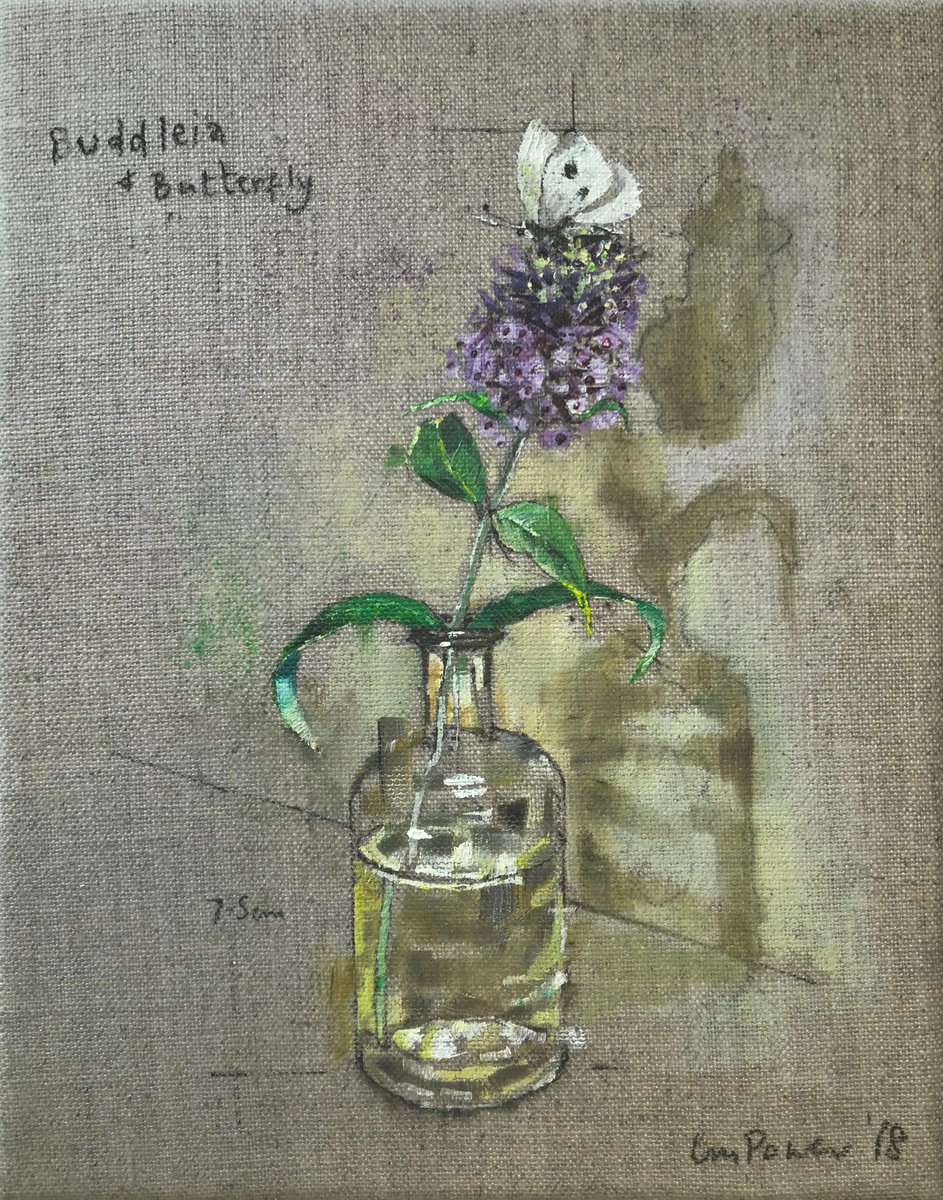 Buddleia and Butterfly Oil painting: Luci Power | Artfinder