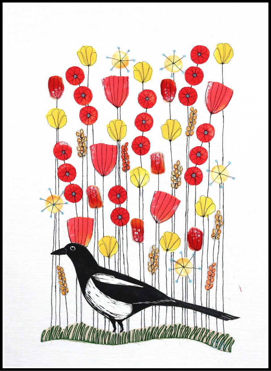 Magpie Summer Collage by Mariann Johansen-Ellis | Artfinder