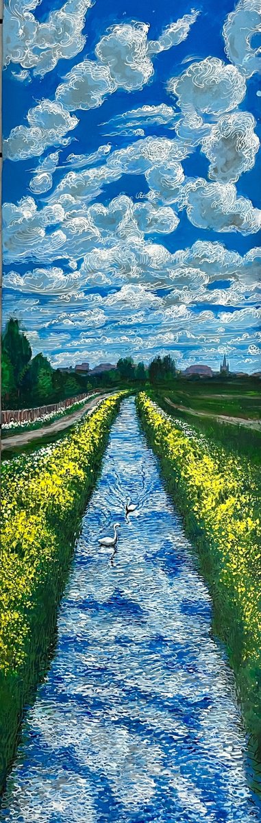 View from Alvingham bridge Acrylic painting: Benjamin Duarri