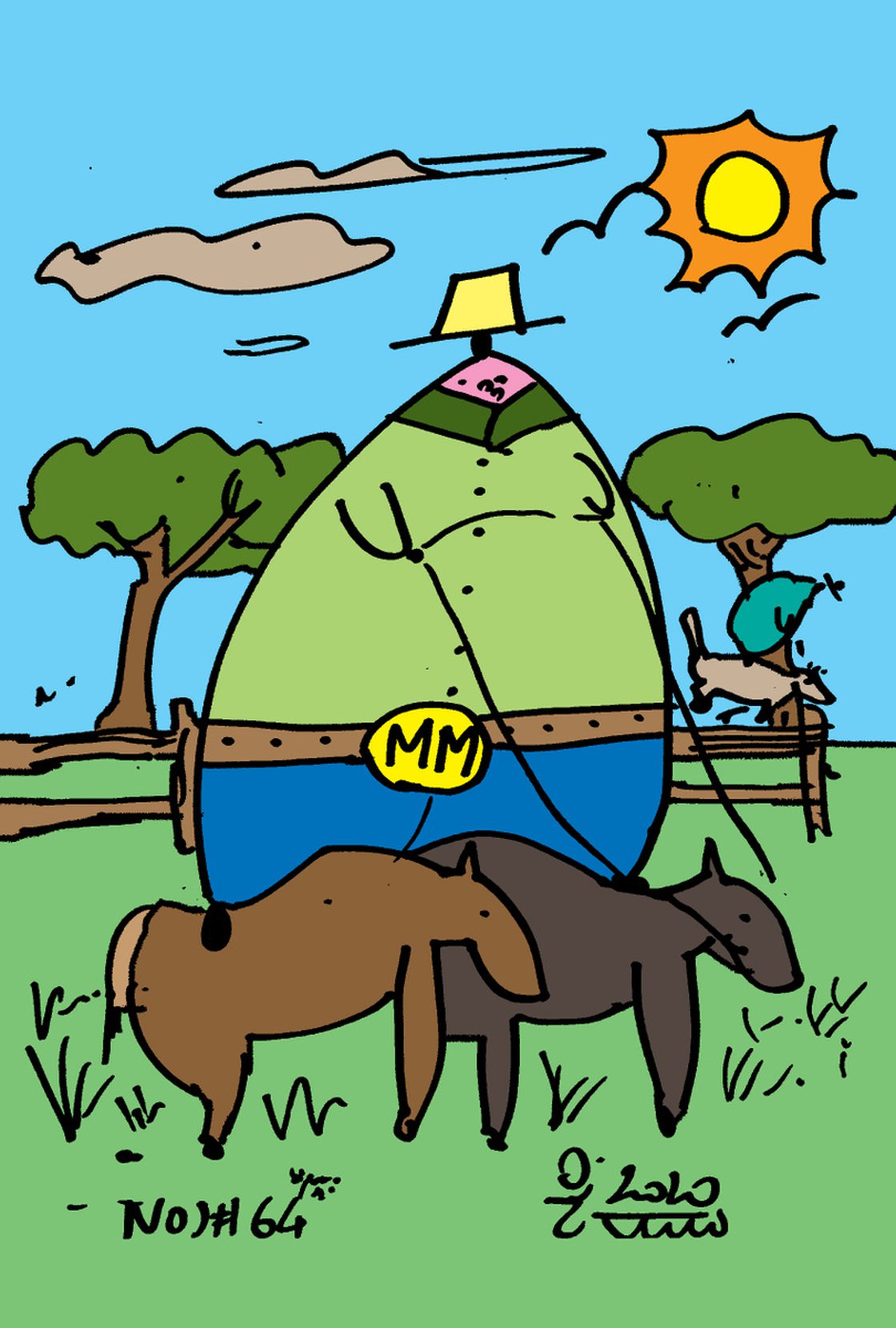 FAT#11 Fat man on two horses Giclée print: Mattia Paoli | Artfinder