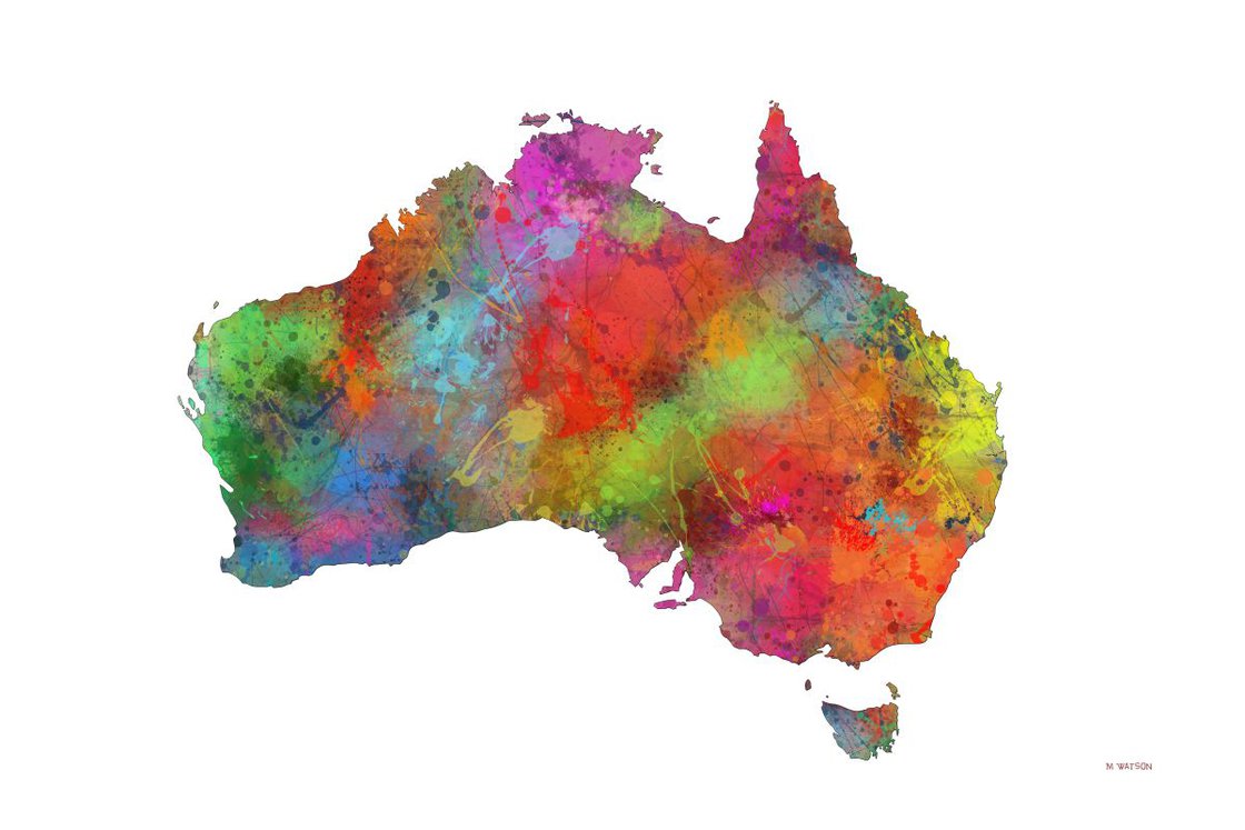 Australian Map 4 Digital Art (Giclée) by Marlene Watson | Artfinder