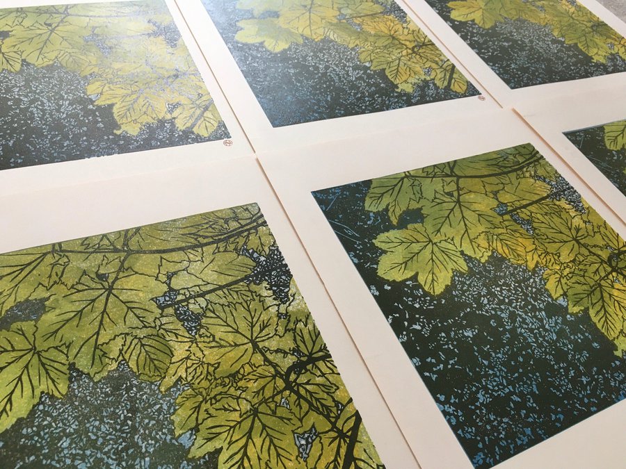Forest Bathing, version 1 Linocut: Susan Noble | Artfinder