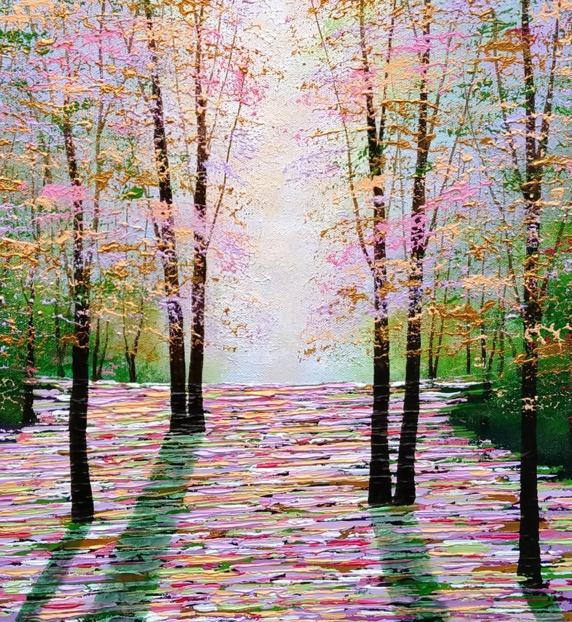 Original Acrylic Painting - Forest in Amber by Amanda Horvath