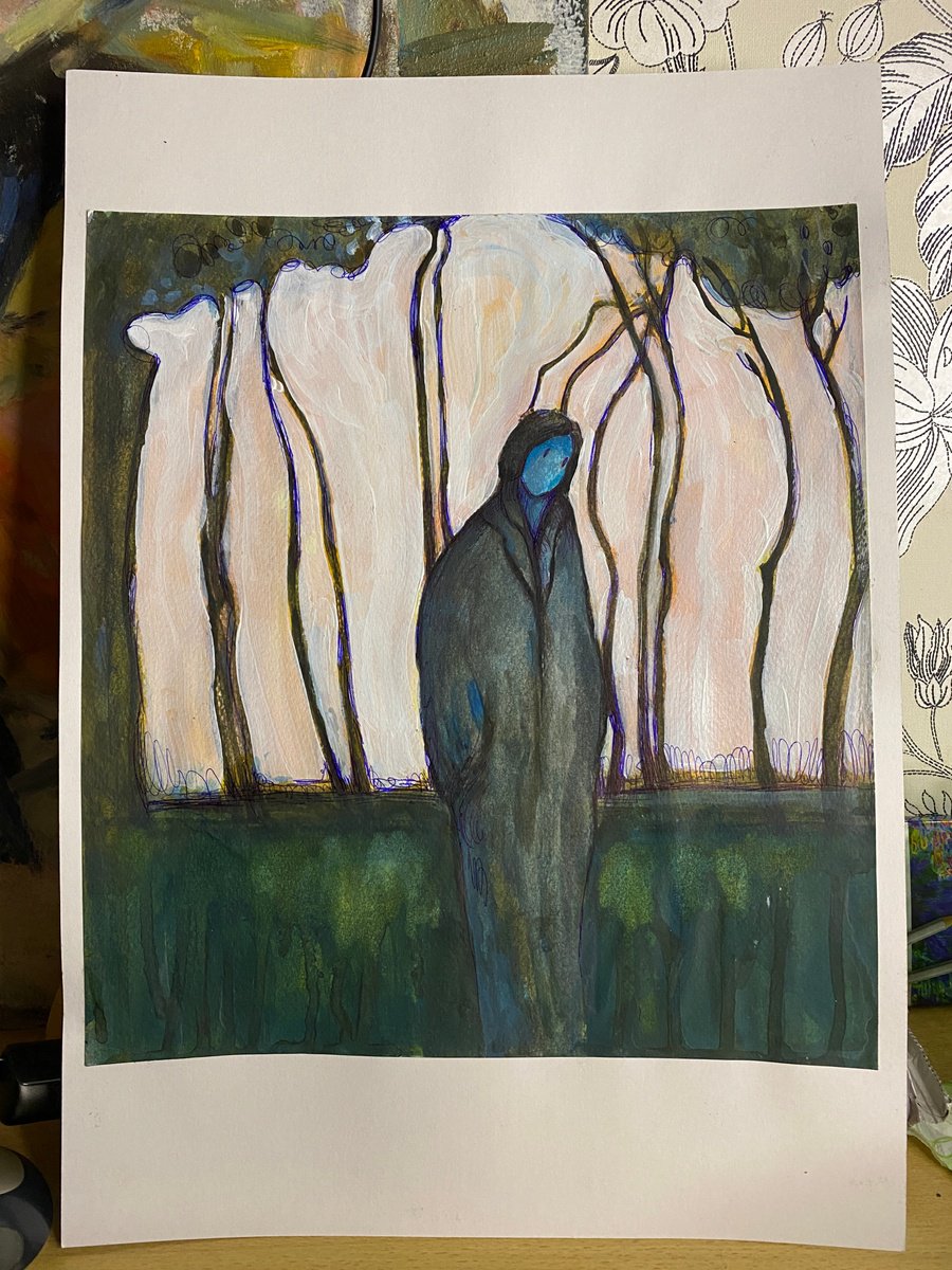 Man with a Blue Face Acrylic painting by Liubov Ro | Artfinder