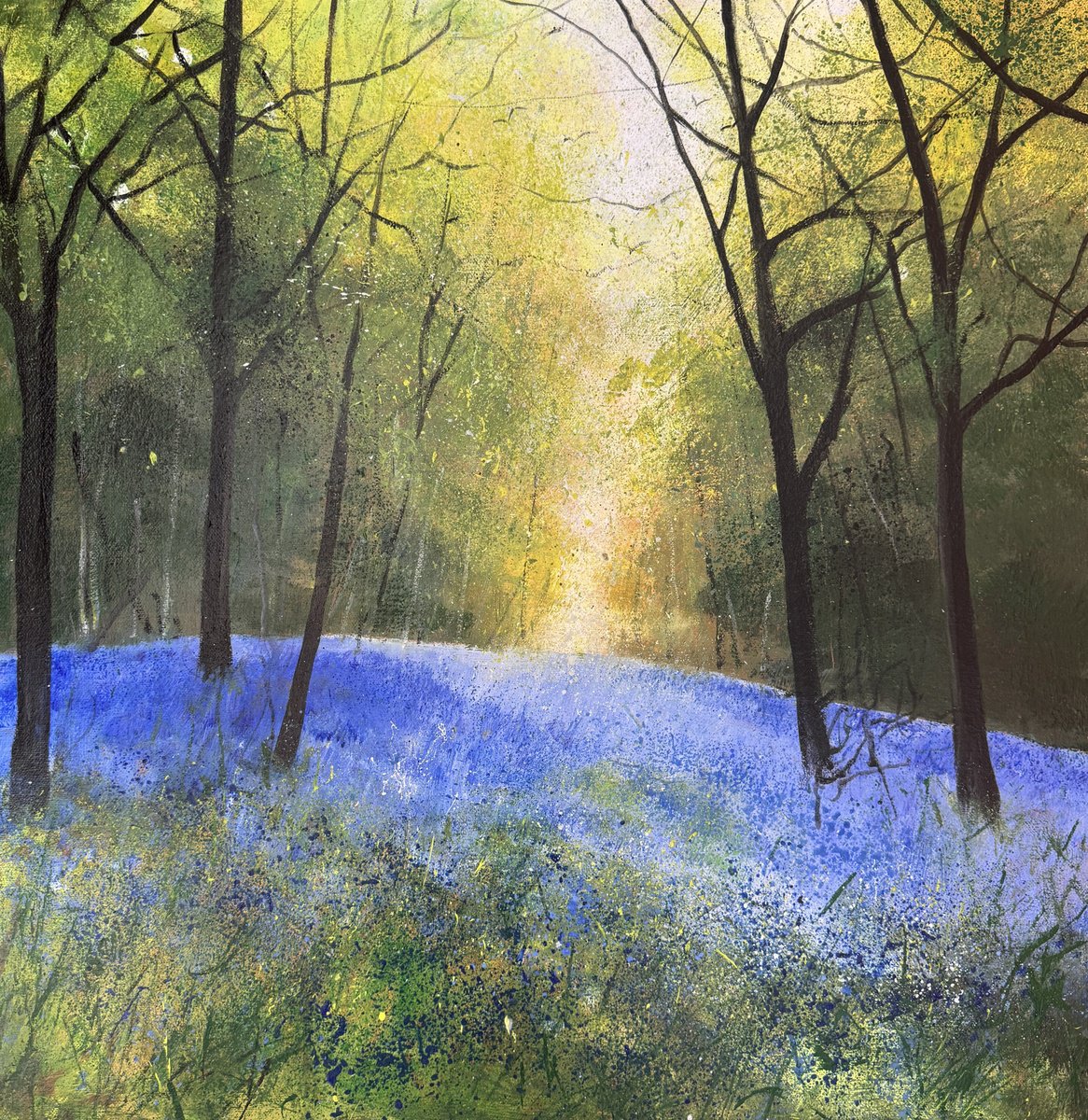 Warm light Through Bluebells Mixed-media painting: Teresa Tanner ...