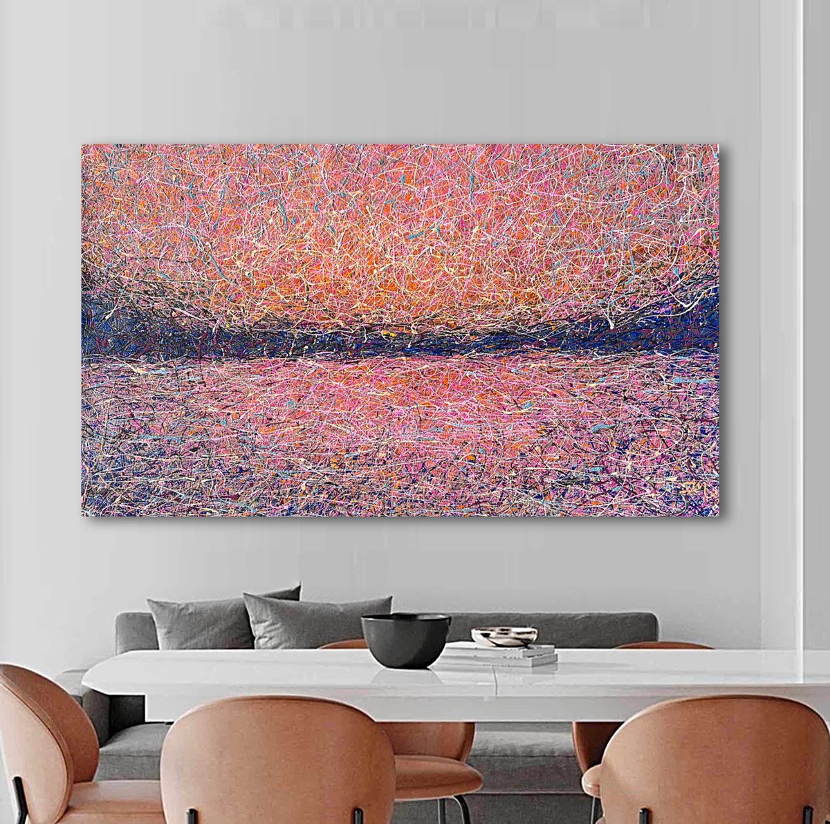 Gentle seascape Jackson Pollock Light pink Sunrise Light pink abstract ...