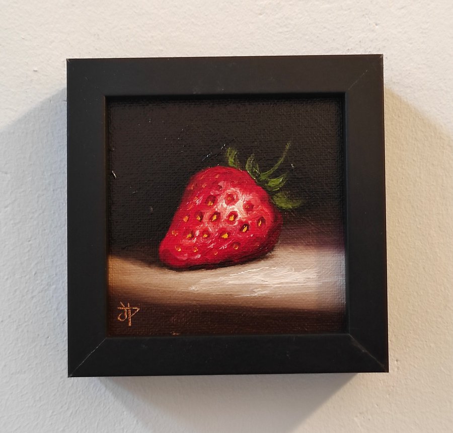 Little Strawberry still life Oil painting: Jane Palmer Art | Artfinder
