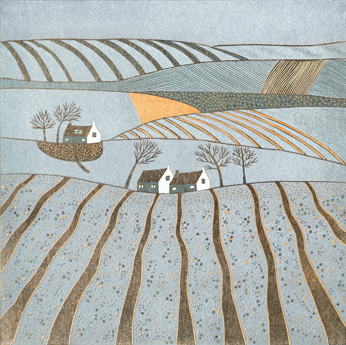 'Beyond the Empty Blue' Linocut: Layla Khani (aka Laylart) | Artfinder