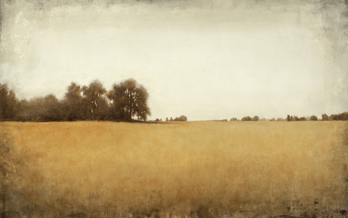 Summer Oak Trees 220914, earth tones tonal landscape with trees Oil ...