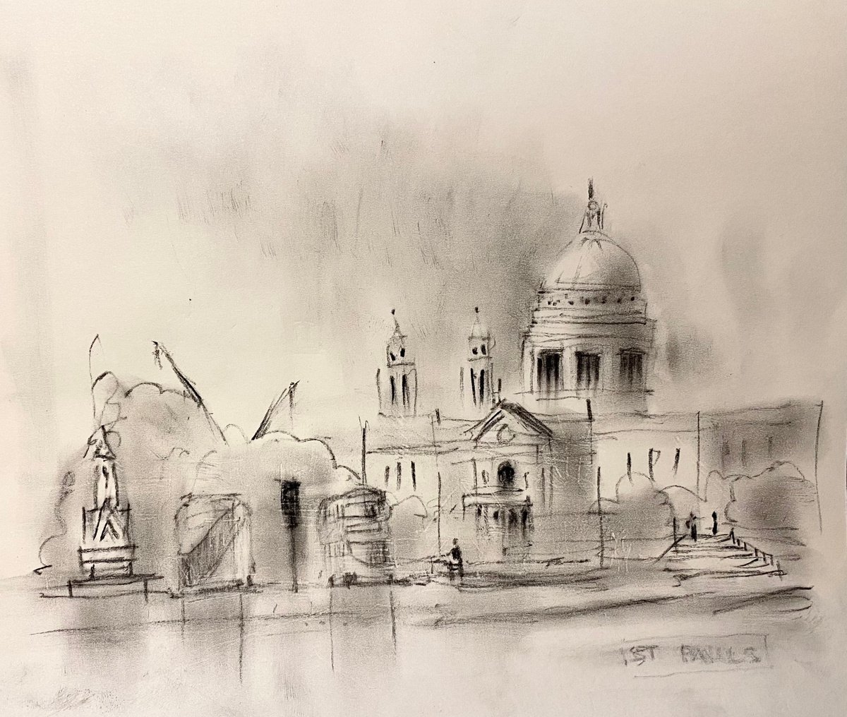 St Pauls…. Charcoal drawing: Paul Mitchell | Artfinder