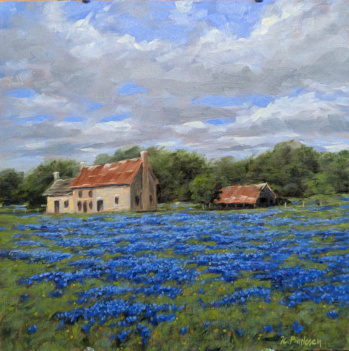 The Bluebonnet House Oil painting: JC Burleson | Artfinder