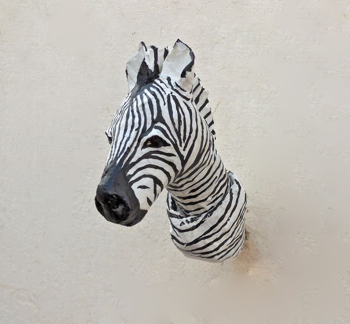 Zebra Faux Head Wall Mount Sculpture by Shweta Mahajan | Artfinder