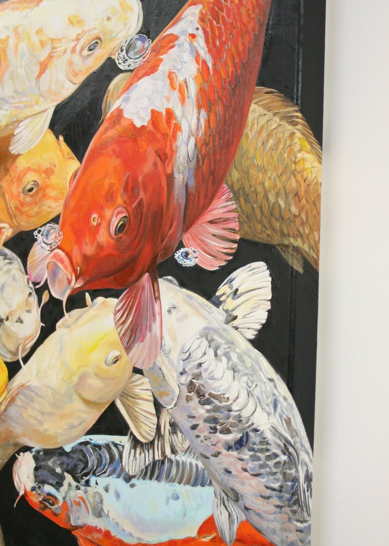 Original Oil Painting - KOI ANTICIPATION XI by Peter Goodhall