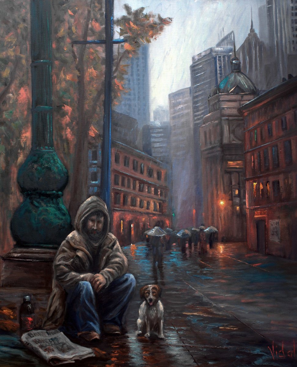 The Plight of the Homeless Oil painting by Christopher Vidal | Artfinder