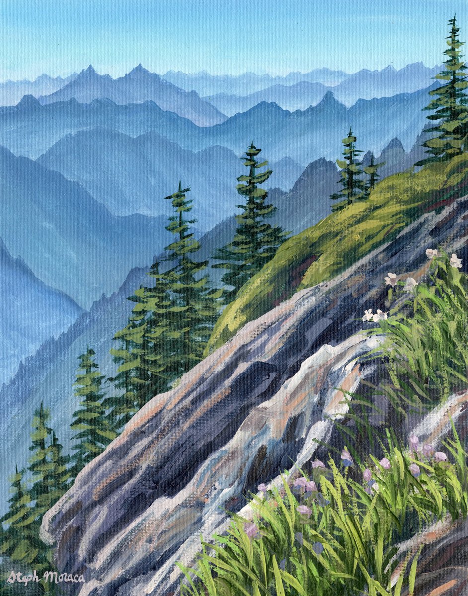 Olympic Mountain Wonder Acrylic painting: Steph Moraca | Artfinder