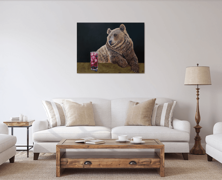 Bearly Getting By - Party Animals series Acrylic painting by Kris Fairchild | Artfinder