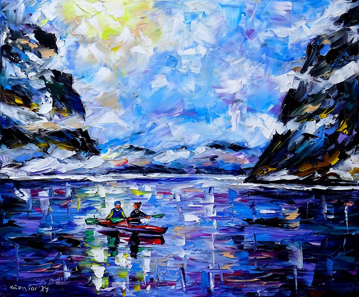 Kayaking in the Fjord Oil painting: Mirek Kuzniar | Artfinder