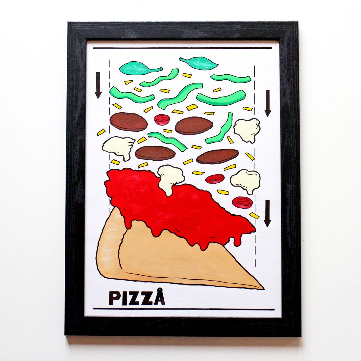 Pizza Assembly Instructions - Unframed Hand Drawn A3 Poster Drawing by ...