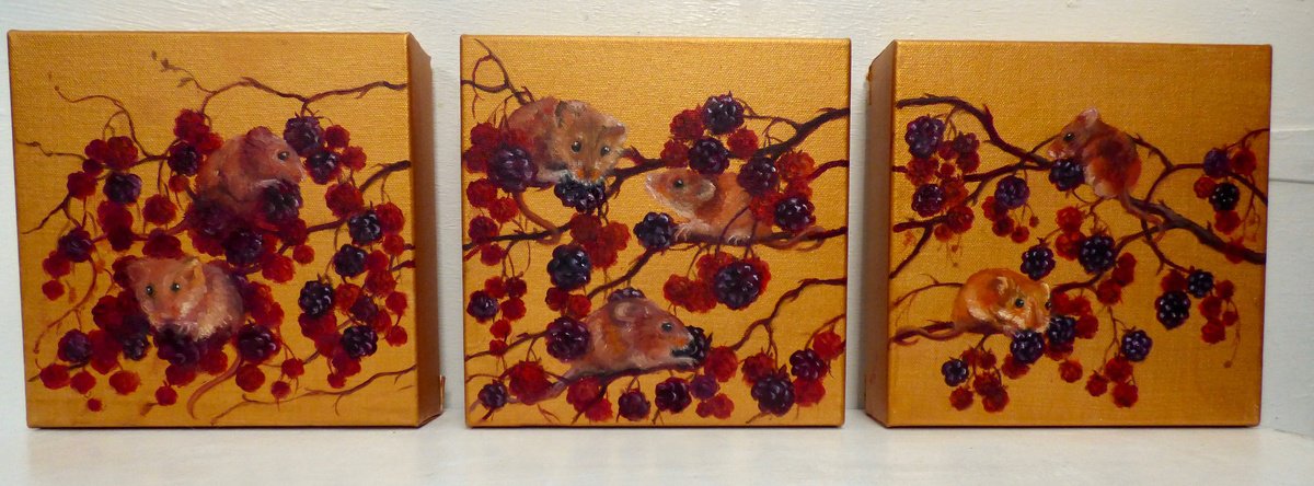 Bramble Mice Oil painting by Lee Campbell | Artfinder