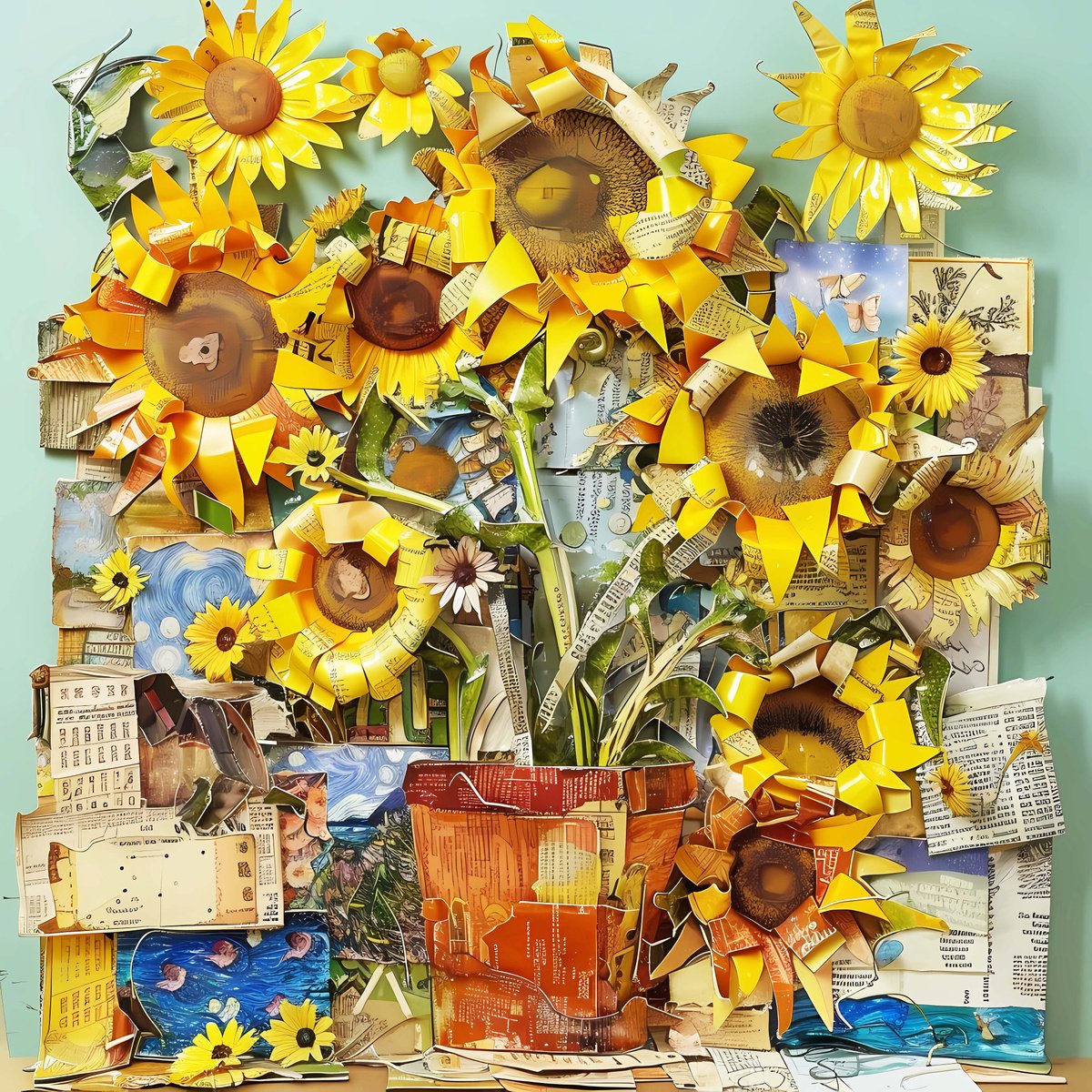 3D sunflowers sculpture Mixed-media sculpture by BAST | Artfinder