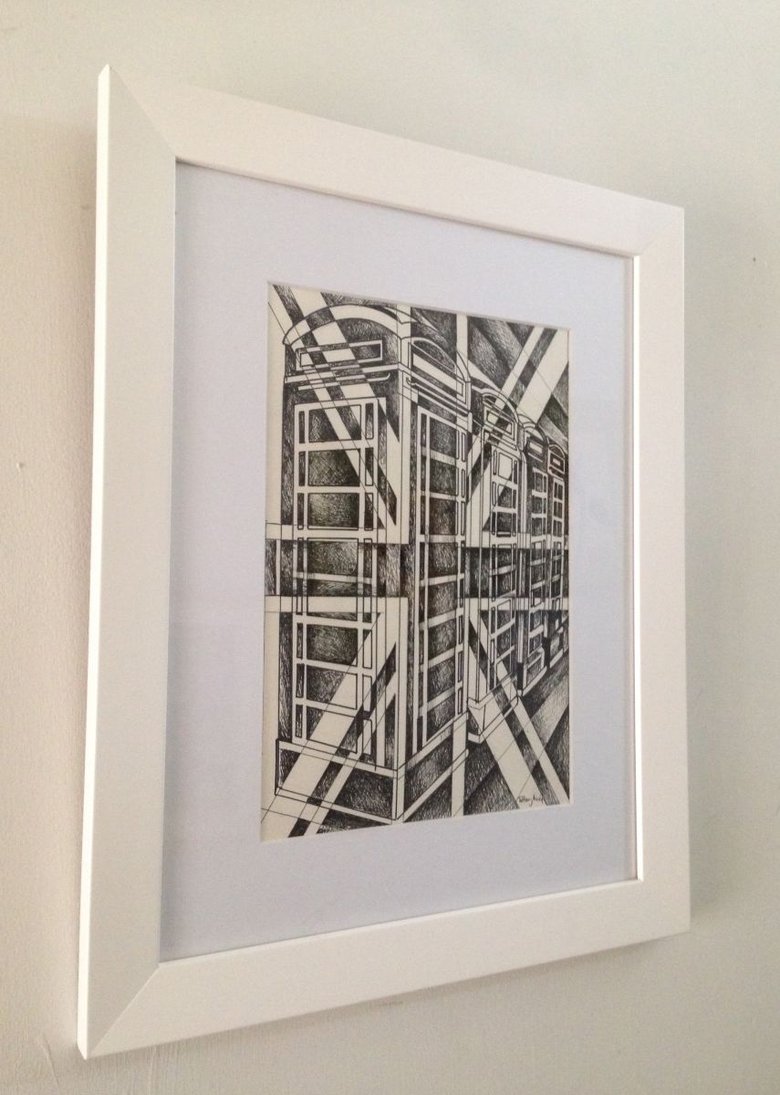 Union Jack Telephone Box Ink drawing by Tiffany Budd | Artfinder