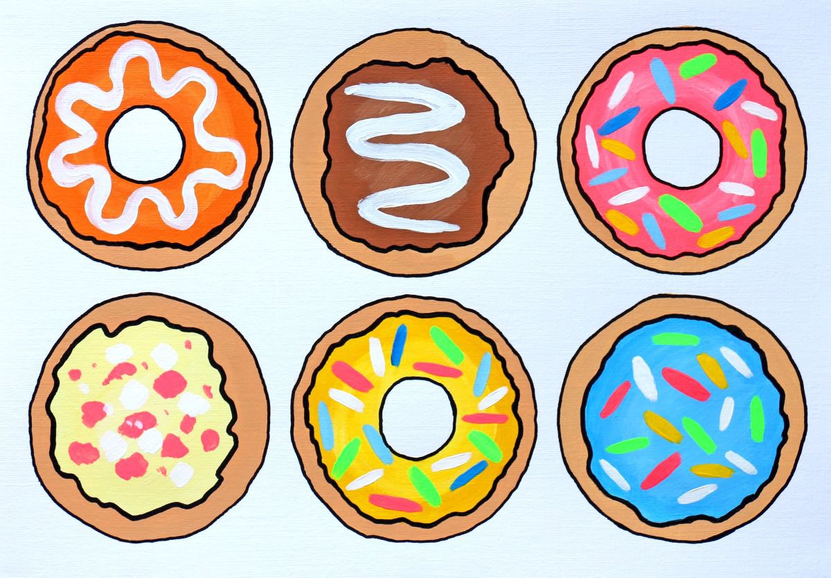 Donuts 3 Pop Art Painting On A4 Paper | Artfinder