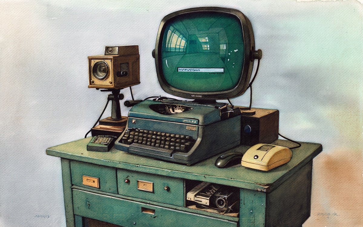 First Computer 1972 Watercolour: REME Jr. | Artfinder