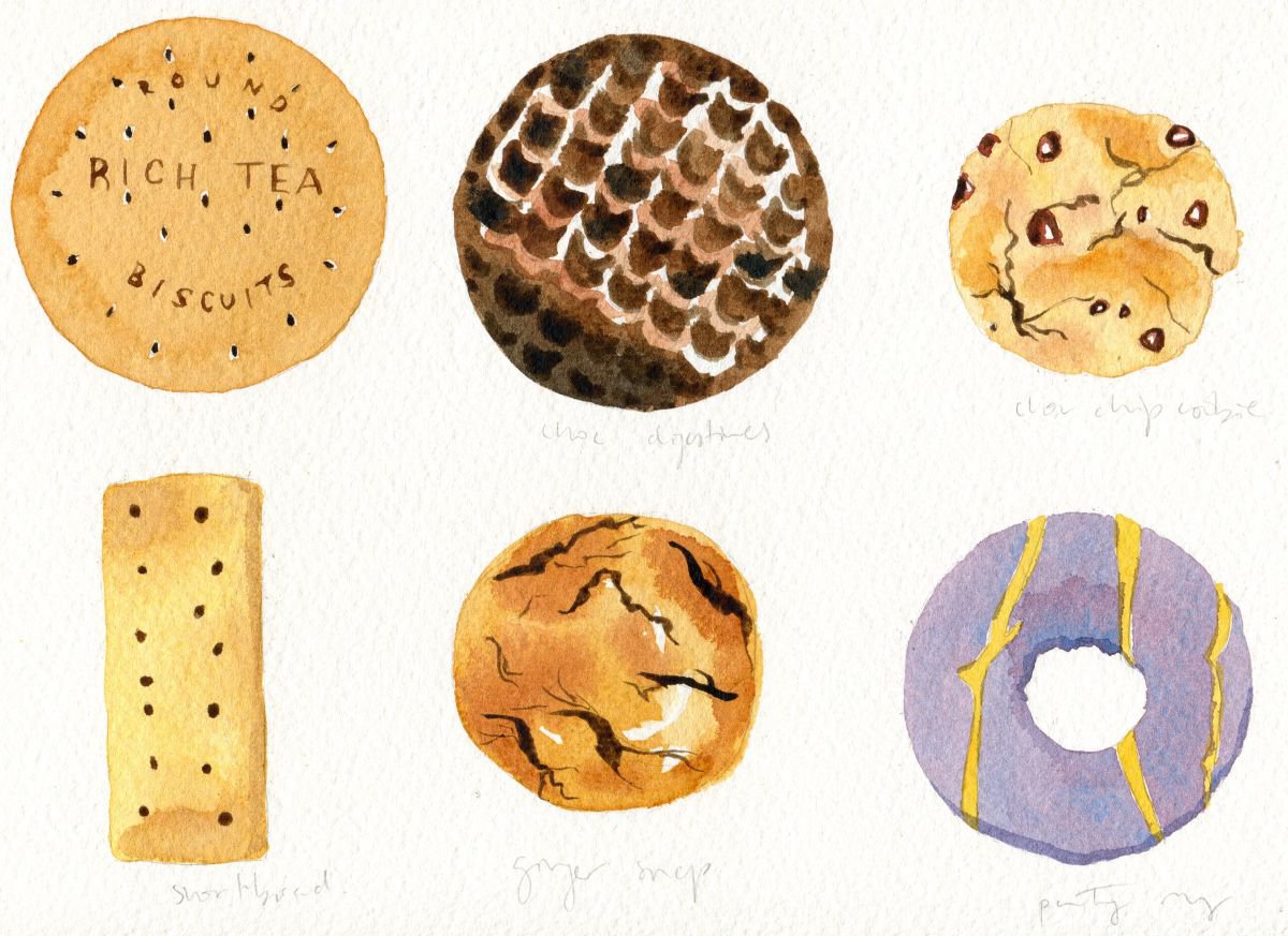 ORIGINAL Watercolour Painting of British Biscuit | Artfinder