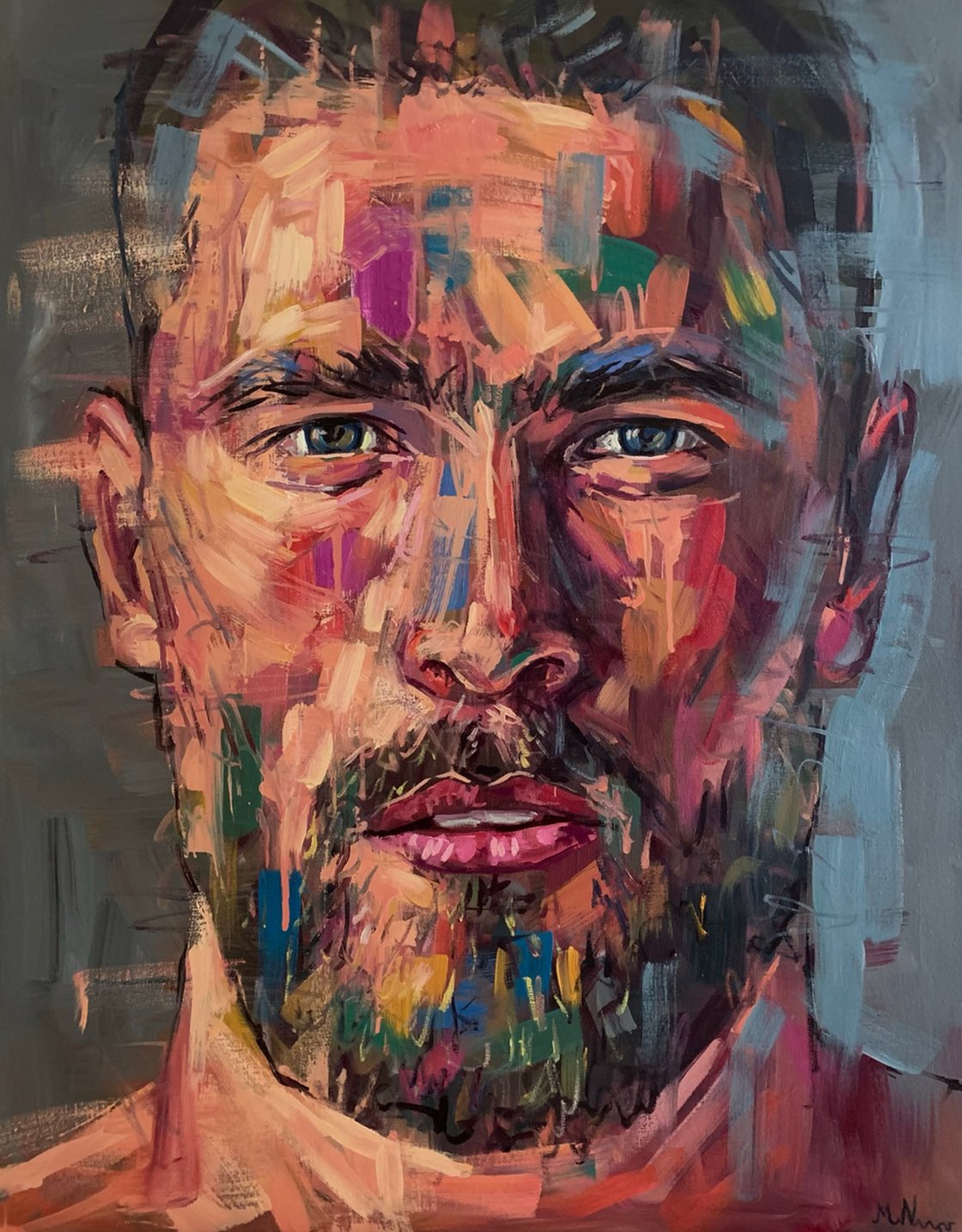 Bearded man portrait male painting Oil painting: Emmanouil Nanouris ...
