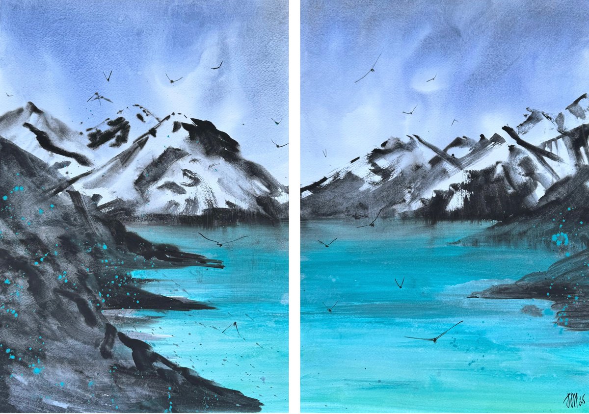Original Watercolour - Magical Abstract Lake by Yuliia Sharapova