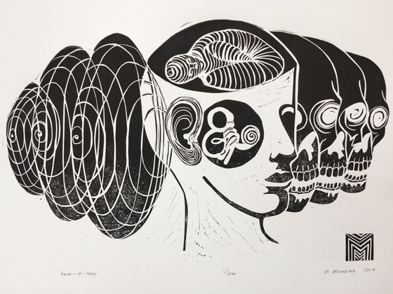 Home Décor Wall Décor Skull Linocut Print Skull Print Custom Art Prints ...