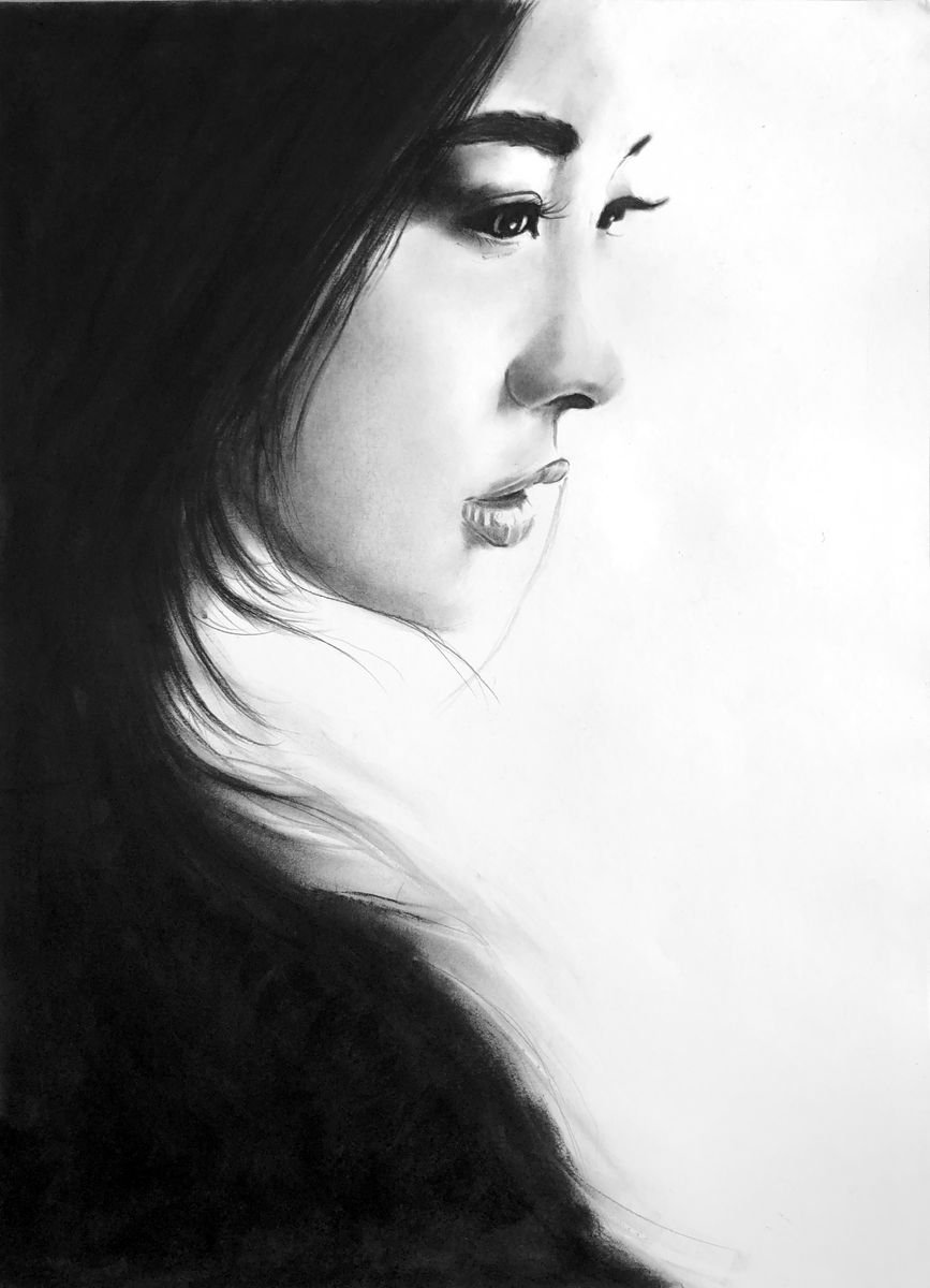 Modern Geisha II Charcoal drawing by Denny Stoekenbroek | Artfinder