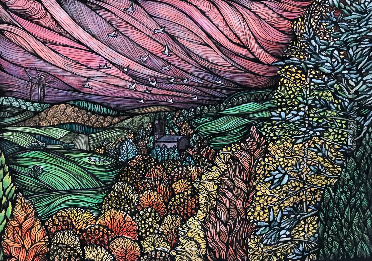 Bridestones Ink drawing by Jennifer Guest | Artfinder