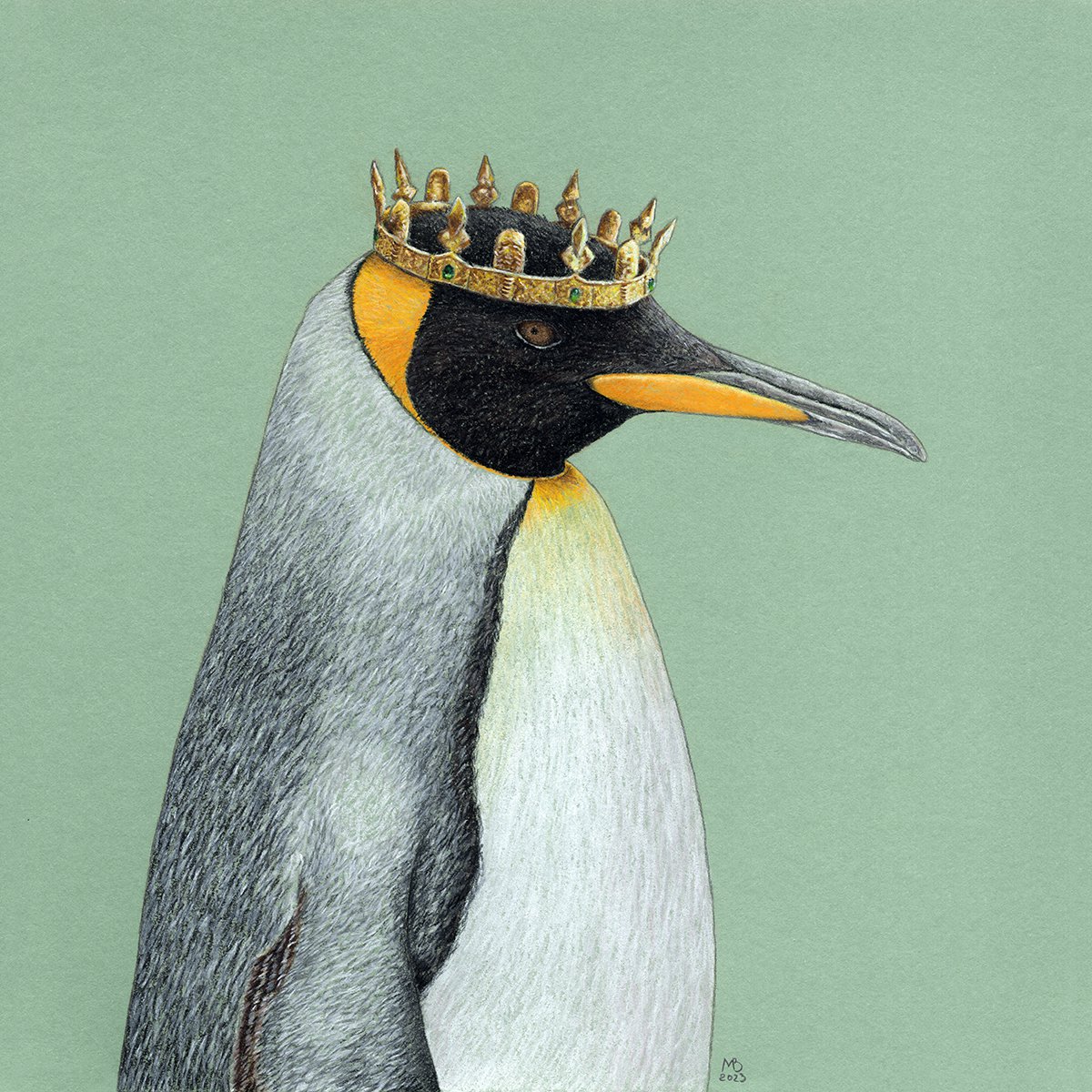 King penguin Pastel drawing by Mikhail Vedernikov | Artfinder
