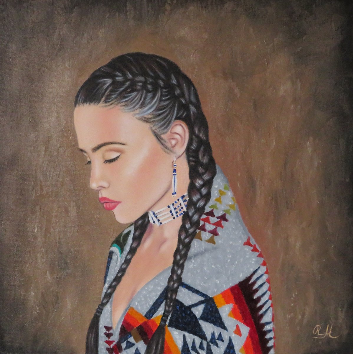 "Native American girl" Oil painting by Monika Rembowska | Artfinder