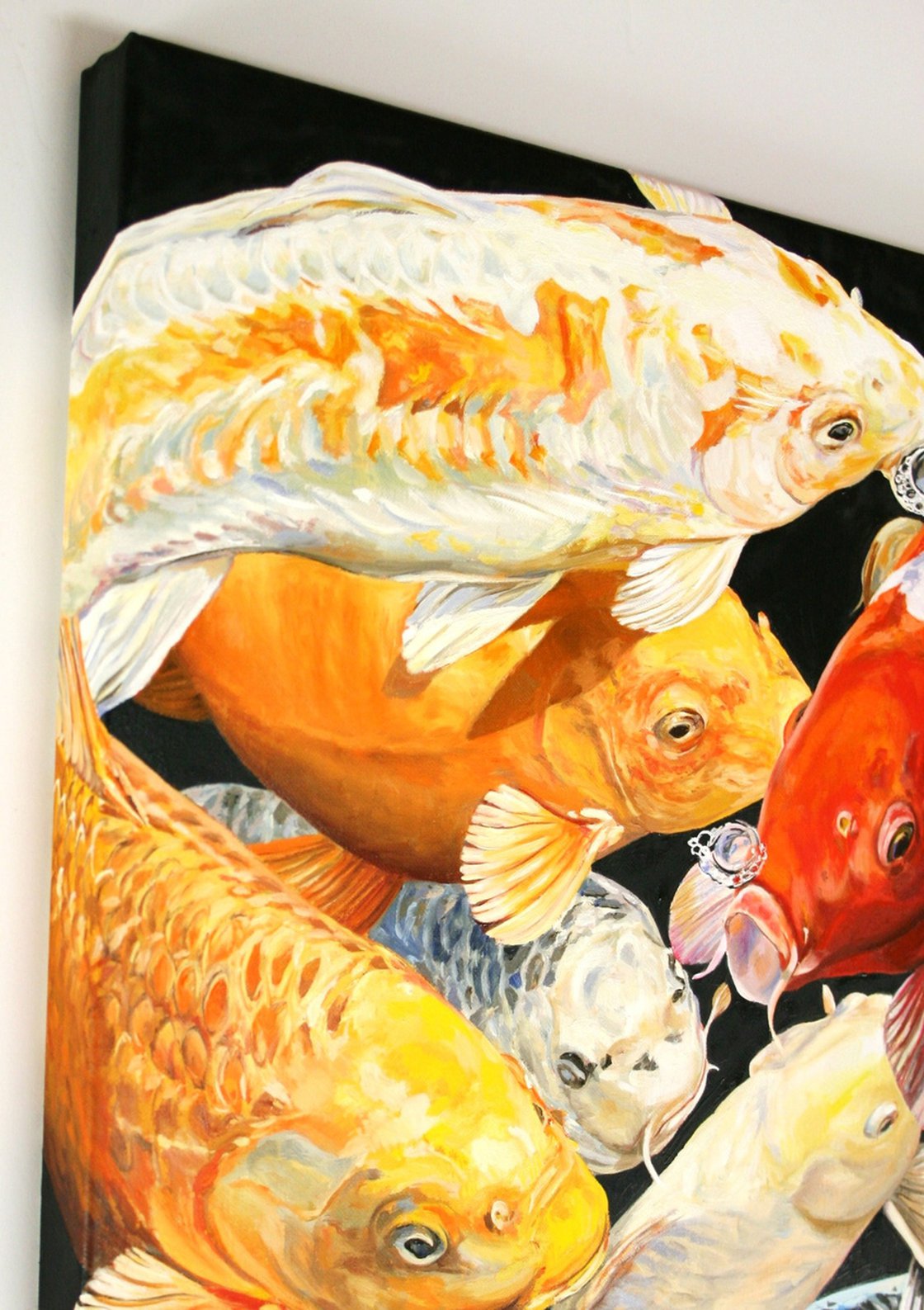 Original Oil Painting - KOI ANTICIPATION XI by Peter Goodhall