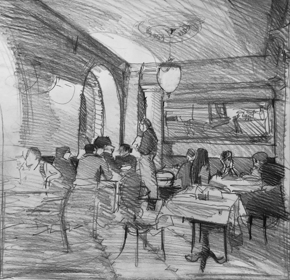 Bistro sketch II Pencil drawing: Patricia Moskalevich | Artfinder