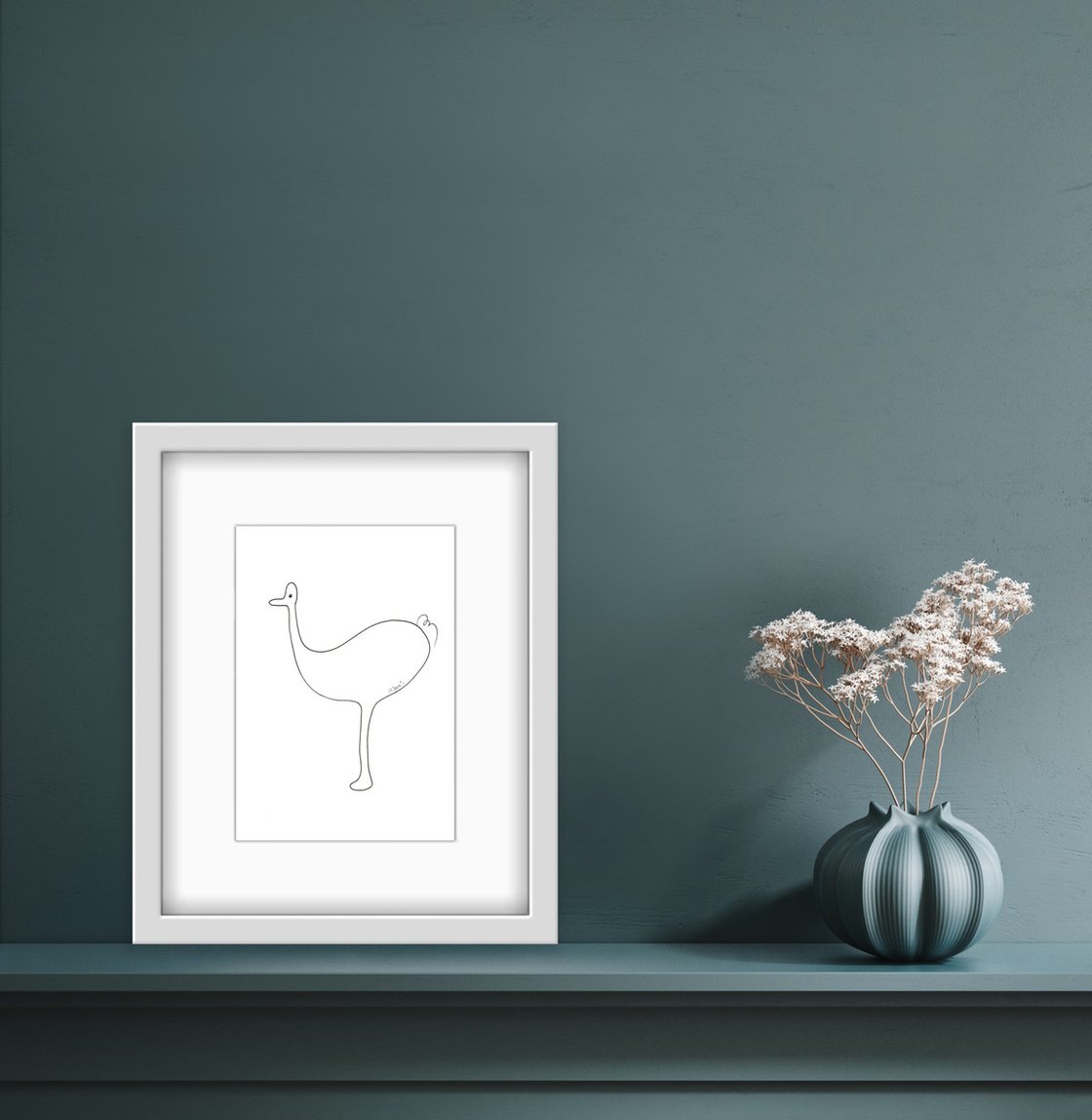 Ostrich No.3 - original line drawing Drawing by Alona Hryn | Artfinder