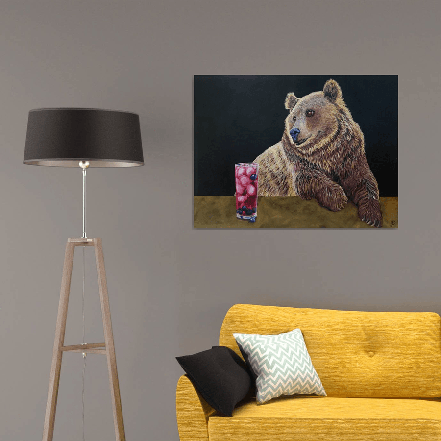 Bearly Getting By - Party Animals series Acrylic painting by Kris Fairchild | Artfinder
