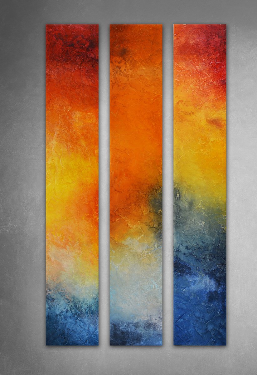 Pillars of colors - From dawn to dusk Mixed-media painting: Andrada ...