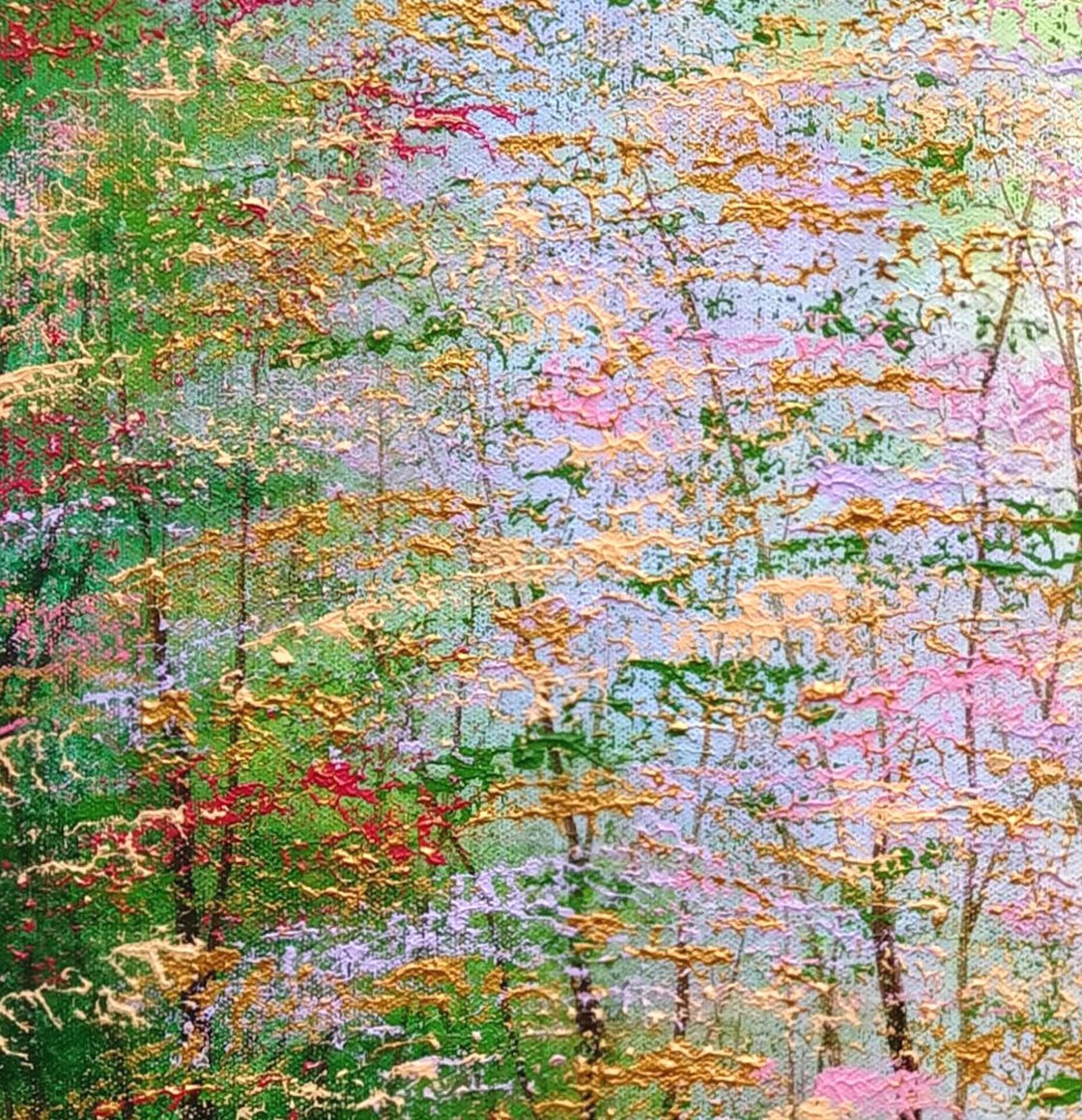 Original Acrylic Painting - Forest in Amber by Amanda Horvath