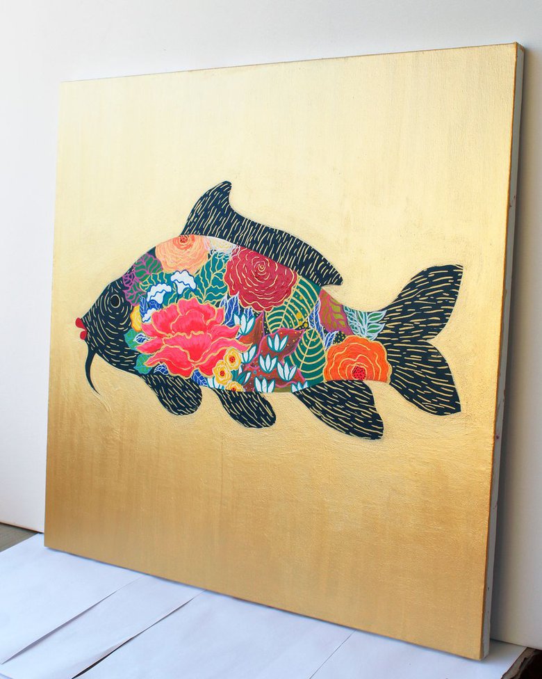 Fish without hair II Acrylic painting by Martina Boycheva | Artfinder