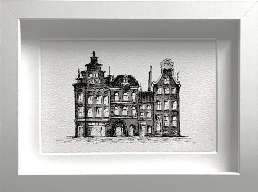Dutch Houses Ink drawing by Alena Post | Artfinder